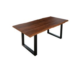 Junado® Junado® Esstisch Lauren, Tisch Baumkante 200 x 100 cm braun schwarz