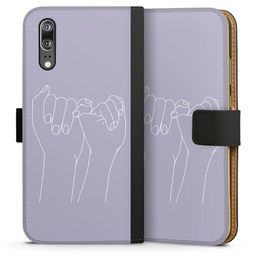 DeinDesign Handyhülle Pinky Promise Line Art, Huawei P20 Hülle Handy Flip Case Wallet Cover Handytasche Leder