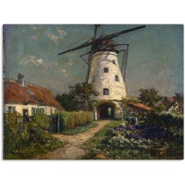 Wandfolie Artland "Bauerngarten bei einer Windmühle." Bilder Gr. B/H: 80 cm x 60 cm, Gebäude, 1 St., grün Artland