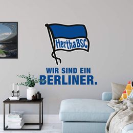 Wandtattoo Wall-Art "Hertha BSC Logo Schriftzug" Wandtattoos Gr. B/H/T: 120 cm x 130 cm x 0,1 cm, blau Wandtattoos Wandsticker