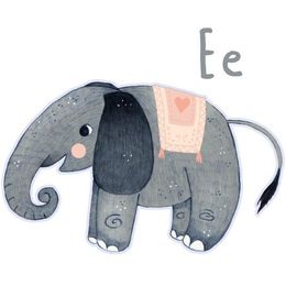 Wandtattoo Wall-Art "Grauer Elefant Buchstabe E" Wandtattoos Gr. B/H/T: 126 cm x 100 cm x 0,1 cm, bunt Wandtattoos Wandsticker