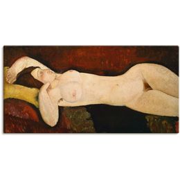 Wandbild Artland "Akt einer schlafenden Frau" Bilder Gr. B/H: 150 cm x 75 cm, Leinwandbild Frau, 1 St., rot Kunstdrucke