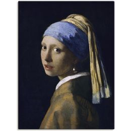 Wandbild Artland "Das Mädchen mit dem Perlenohrgehänge" Bilder Gr. B/H: 60 cm x 80 cm, Leinwandbild Frau, 1 St., schwarz Kunstdrucke