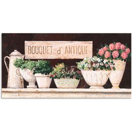 Wandbild Artland "Antike Sträuße" Bilder Gr. B/H: 100 cm x 50 cm, Alu-Dibond-Druck Vasen & Töpfe, 1 St., beige (naturfarben) Kunstdrucke