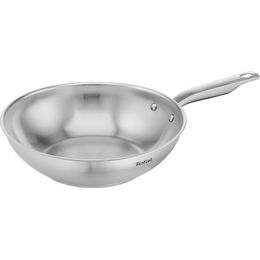 Wok Tefal "Virtuoso" Pfannen Gr. Ø 28 cm + Höhe 9 cm, silberfarben (edelstahlfarben) Woks