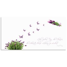 Küchenrückwand Artland "Lila Schmetterlinge an Lavendel" Spritzschutzwände Gr. B/H: 110 cm x 55 cm, weiß Küchendekoration