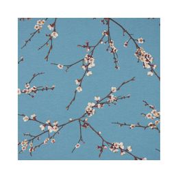 Stoff Dekostoff Canvas Baumwollstoff Japan Kirschzweige Kirschblüten blau b