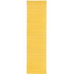 Läufer morgenland "GABBEH FEIN UNI" Teppiche Gr. B/L: 80 cm x 300 cm, 18 mm, 1 St., goldfarben Teppichläufer