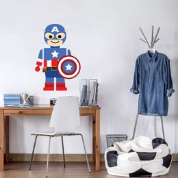 Wandtattoo Wall-Art "Spielfigur Held Captain America" Wandtattoos Gr. B/H/T: 68 cm x 100 cm x 0,1 cm, bunt Wandtattoos Wandsticker