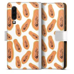 DeinDesign Handyhülle Papaya, Huawei P30 Hülle Handy Flip Case Wallet Cover Handytasche Leder