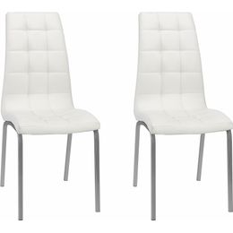 4-Fußstuhl Inosign "Lila" Stühle Gr. B/H/T: 43 cm x 98 cm x 60 cm, 2 St., Kunstleder, Metall, weiß (weiß, silberfarben) 4-Fuß-Stühle
