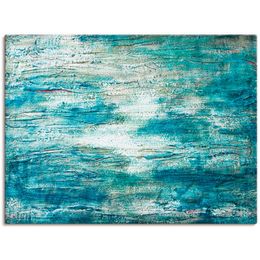Wandbild Artland "abstrakte Malerei Aquarell" Bilder Gr. B/H: 80 cm x 60 cm, Leinwandbild Gegenstandslos, 1 St., blau Kunstdrucke