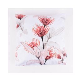 SCHÖNER LEBEN. SCHÖNER LEBEN. Dekokissen Outdoor Kissen Protea Blumen weiß rosa orange altgrün 45x45cm