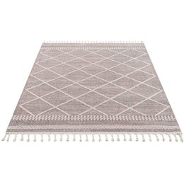 Teppich Carpet City "Art 2645" Teppiche Gr. B/L: 160 cm x 230 cm, 7 mm, 1 St., braun (mokka) Fransenteppich Esszimmerteppiche