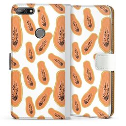 DeinDesign Handyhülle Papaya, Huawei Y7 (2018) Hülle Handy Flip Case Wallet Cover Handytasche Leder