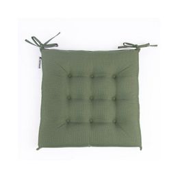 SCHÖNER LEBEN. SCHÖNER LEBEN. Stuhlkissen Outdoor Stuhlkissen Bindebänder St. Maxime Struktur army grün 38x38c