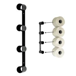 DanDiBo Toilettenpapierhalter Schwarz Wand Metall 4 Halter Unsichtbar Klopapierhalter