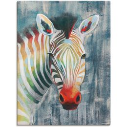 Wandbild Artland "Prisma Zebra I" Bilder Gr. B/H: 60 cm x 80 cm, Leinwandbild Wildtiere Hochformat, 1 St., grau Kunstdrucke
