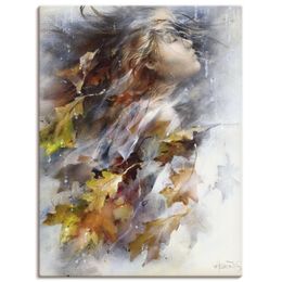 Wandbild Artland "Herbst" Bilder Gr. B/H: 60 cm x 80 cm, Leinwandbild Frau Hochformat, 1 St., weiß Kunstdrucke