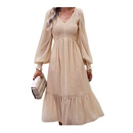 ZWY Dirndl Elegantes Kleid mit V-Ausschnitt und Blumenmuster-Maxirock