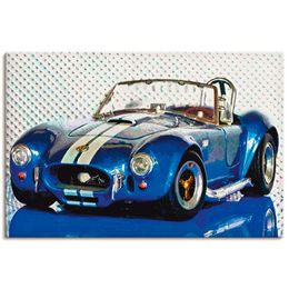 Wandbild Artland "Shelby Cobra blau" Bilder Gr. B/H: 90 cm x 60 cm, Leinwandbild Auto Querformat, 1 St., blau Kunstdrucke