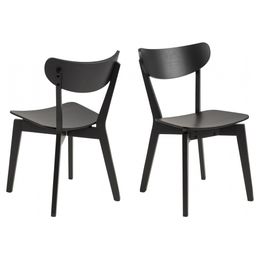 Esszimmerstuhl ACTONA GROUP "Roxby" Stühle Gr. B/H/T: 45 cm x 79,5 cm x 55 cm, 2 St., Massivholz, schwarz (schwarz, schwarz) Küchenstühle