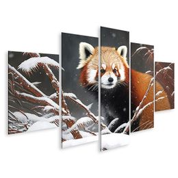islandburner Leinwandbild Roter Panda Winterwald Porträt Wildtier Schneespaziergänge S Bilder