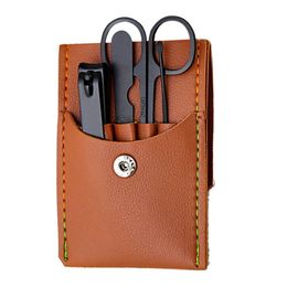 Houhence Maniküre-Pediküre-Set Edelstahl-Maniküre-Set mit PU-Leder-Etui -4 Stuck Pflegeset