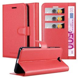 Cadorabo Handyhülle für Oppo FIND X Hülle Oppo FIND X, Hülle Schutzhülle mit Standfunktion, Kartenfach und Magnetverschluss, rot, KARMIN ROT