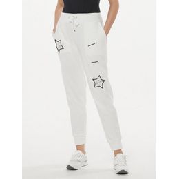 MONACO blue WEEKEND Jogger Pants Jogginghose Figurumspielend mit Perlen und Paillettenapplikationen