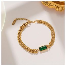 SOTOR Goldarmband Grünes quadratisches Zirkonia-Armband mit Geschenkbox