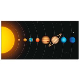 Wandbild Artland "Vector Sonnensystem mit Planeten" Bilder Gr. B/H: 150 cm x 75 cm, Alu-Dibond-Druck Sonnensystem Querformat, 1 St., bunt Kunstdrucke