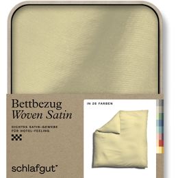 Bettbezug Schlafgut "Woven Satin" Bettbezüge Gr. B/L: 200 cm x 200 cm, gelb (yellow mid) Mako-Satin-Bettwäsche
