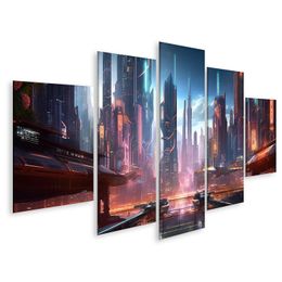 islandburner Leinwandbild Futuristische Stadt Im Cyberpunk Stil Überragend Cyberpunk S Bilder