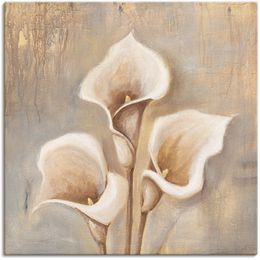 Wandbild Artland "Antike Blüten" Bilder Gr. B/H: 100 cm x 100 cm, Leinwandbild Blumen, 1 St., beige (naturfarben) Kunstdrucke
