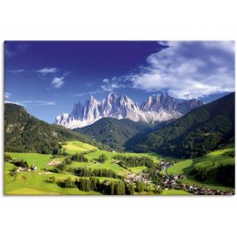 Wandbild Artland "Südtirol" Bilder Gr. B/H: 90 cm x 60 cm, Leinwandbild Berge & Alpenbilder Querformat, 1 St., blau Kunstdrucke