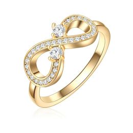 Lulu & Jane Lulu & Jane Fingerring Ring gelbgold verziert mit Kristallen von Swarovski® weiß