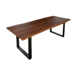 Junado® Junado® Esstisch Lauren, Tisch Baumkante 240 x 100 cm braun schwarz