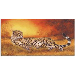 Wandbild Artland "Gepard" Bilder Gr. B/H: 150 cm x 75 cm, Alu-Dibond-Druck Geparden Bilder Querformat, 1 St., orange Kunstdrucke
