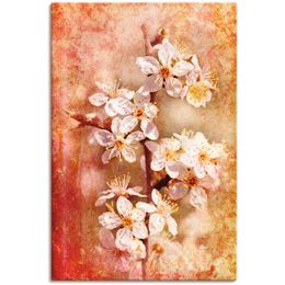 Wandbild Artland "Kirschblüten" Bilder Gr. B/H: 60 cm x 90 cm, Leinwandbild Blumen, 1 St., orange Kunstdrucke