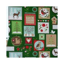 SCHÖNER LEBEN. SCHÖNER LEBEN. Stoff Dekostoff Tiere Patchwork Weihnachten grün