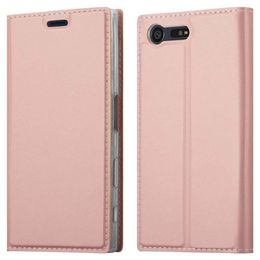 Cadorabo Handyhülle für Sony Xperia X COMPACT Hülle Sony Xperia X COMPACT, Schutzhülle Hülle mit Standfunktion, Magnetverschluss und Kartenfach, rosa