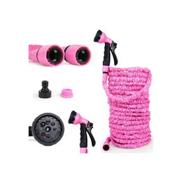 Grafner Gartenschlauch 1/2" Flexibler Gartenschlauch 30m pink 10 Funktionen Brause