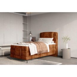 Sofa Dreams Boxspringbett Stoffbett Calais Webstoff Braun 100x200 cm Komplettbett Modern Bett