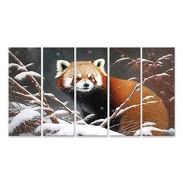 islandburner Leinwandbild Roter Panda Winterwald Porträt Wildtier Schneespaziergänge S Bilder