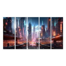 islandburner Leinwandbild Futuristische Stadt Im Cyberpunk Stil Überragend Cyberpunk S Bilder
