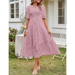 ZWY Sommerkleid Lockerer, einfarbiger Freizeitrock (Gartenparty Damen Sommer lässiges langes Kleid) Geeignet für verschiedene Anlässe