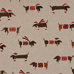 OTTO Stoff Dekostoff Weihnachtsstoff Dackel Dachshund natur braun 1,40m, grau