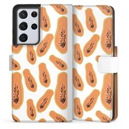 DeinDesign Handyhülle Papaya, Samsung Galaxy S21 Ultra 5G Hülle Handy Flip Case Wallet Cover