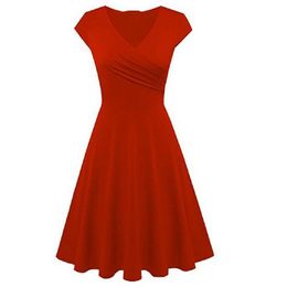 ZWY A-Linien-Kleid Rot rock damen knielang